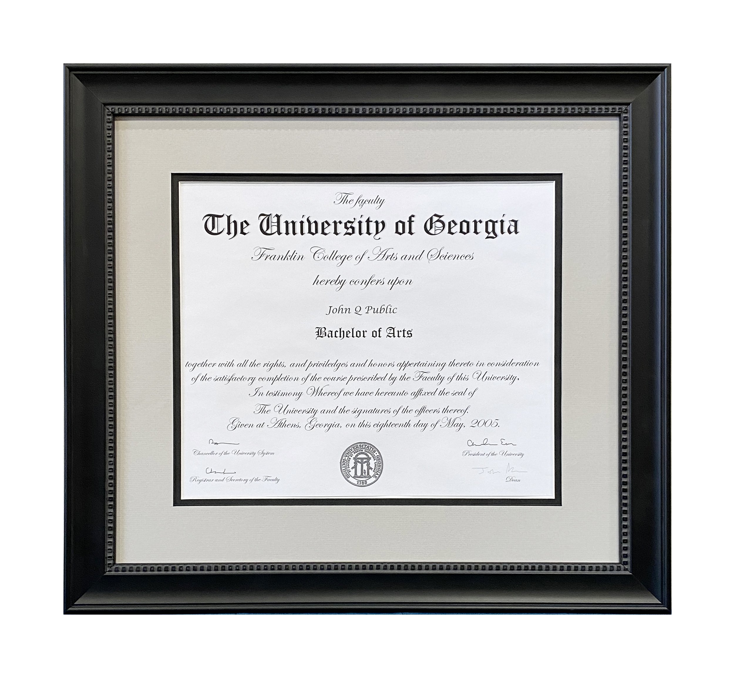Athens Art and Frame Classic Gray UGA Diploma Frame (Black w/ Beading ...