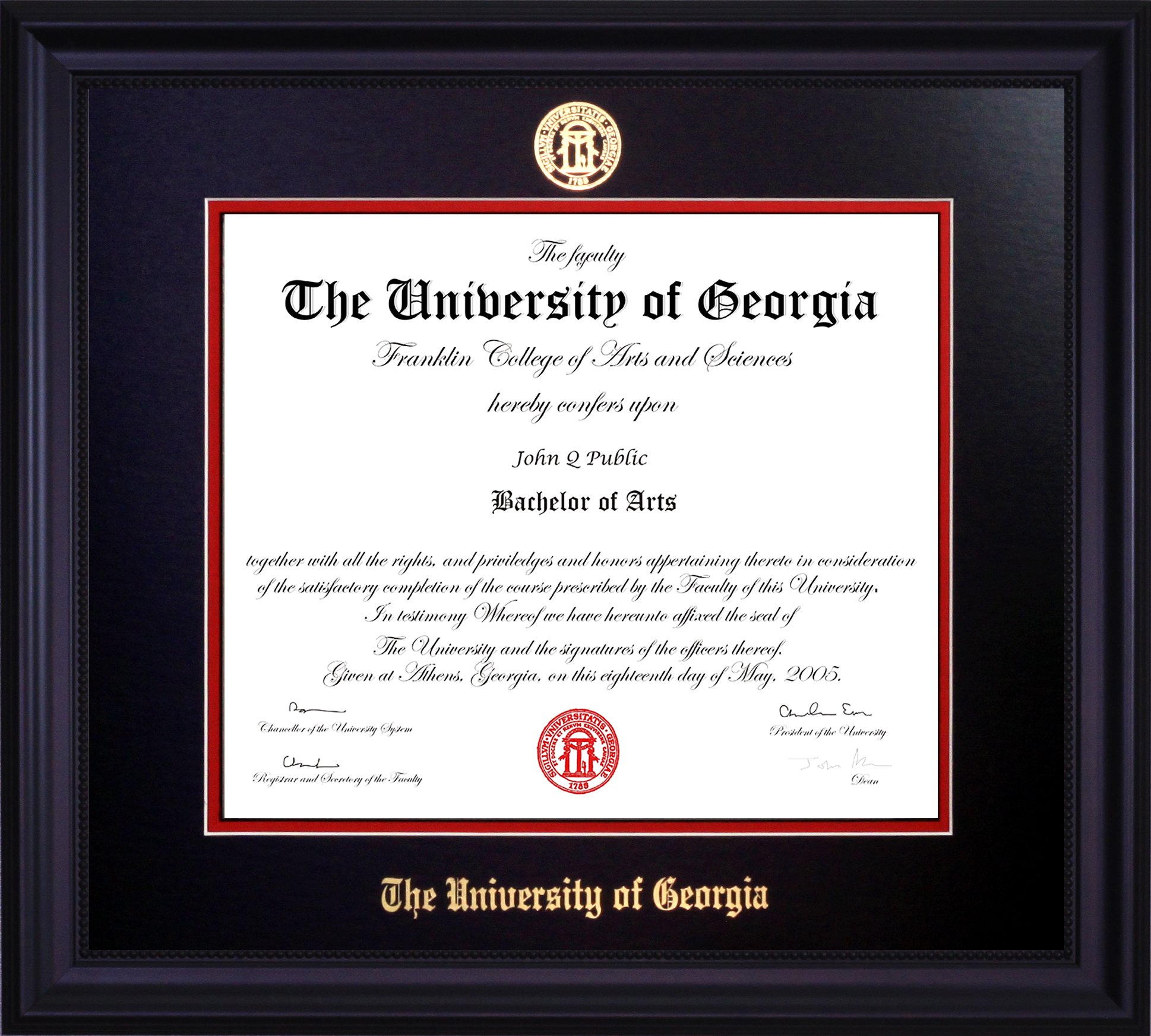 Athens Art and Frame Embossed UGA Diploma Frame (Black w/ Beading ...