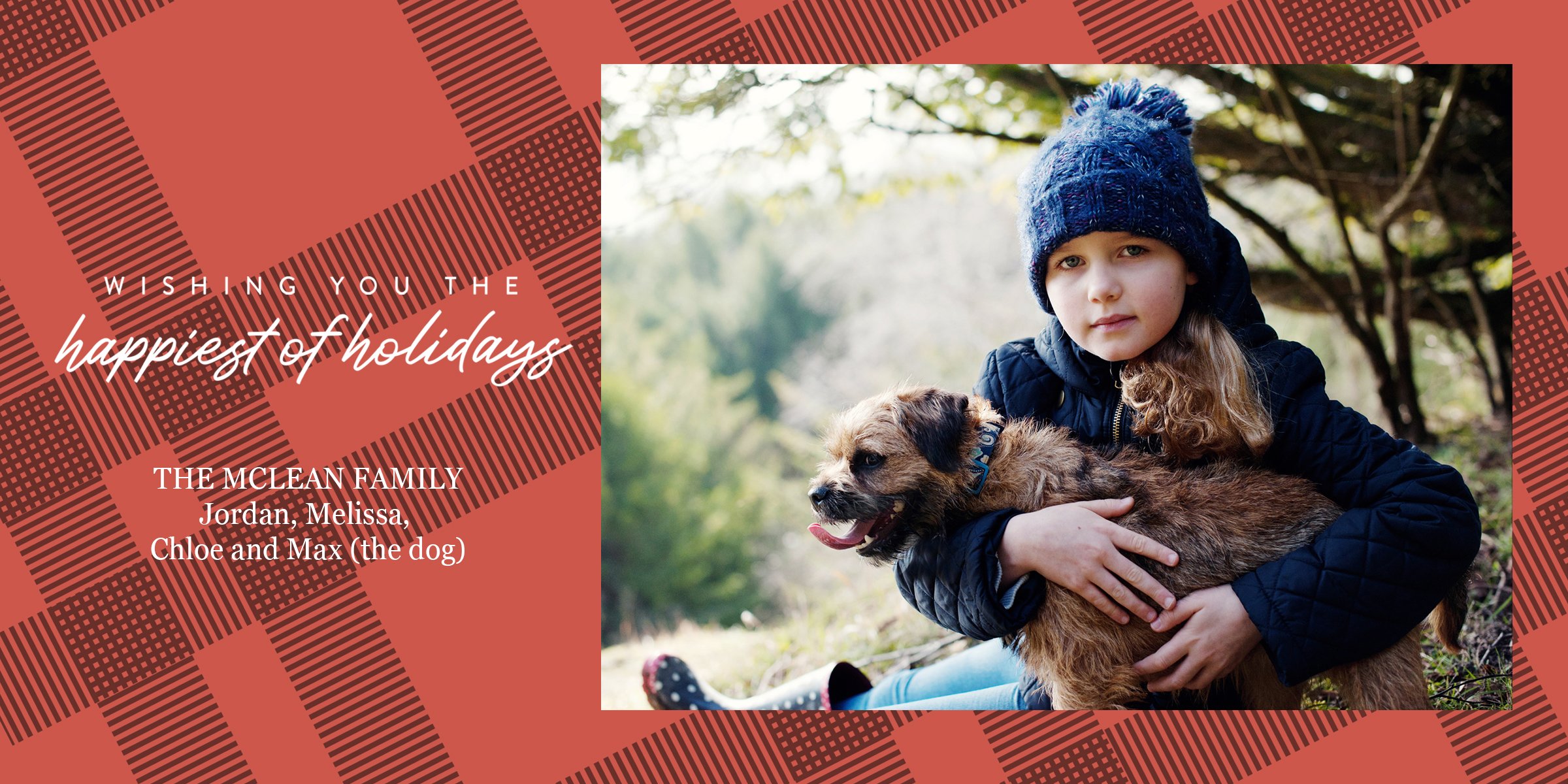 Happiest Of Holidays Red Plaid 8x4 Photo Card 22-001 - Rockbrook Camera