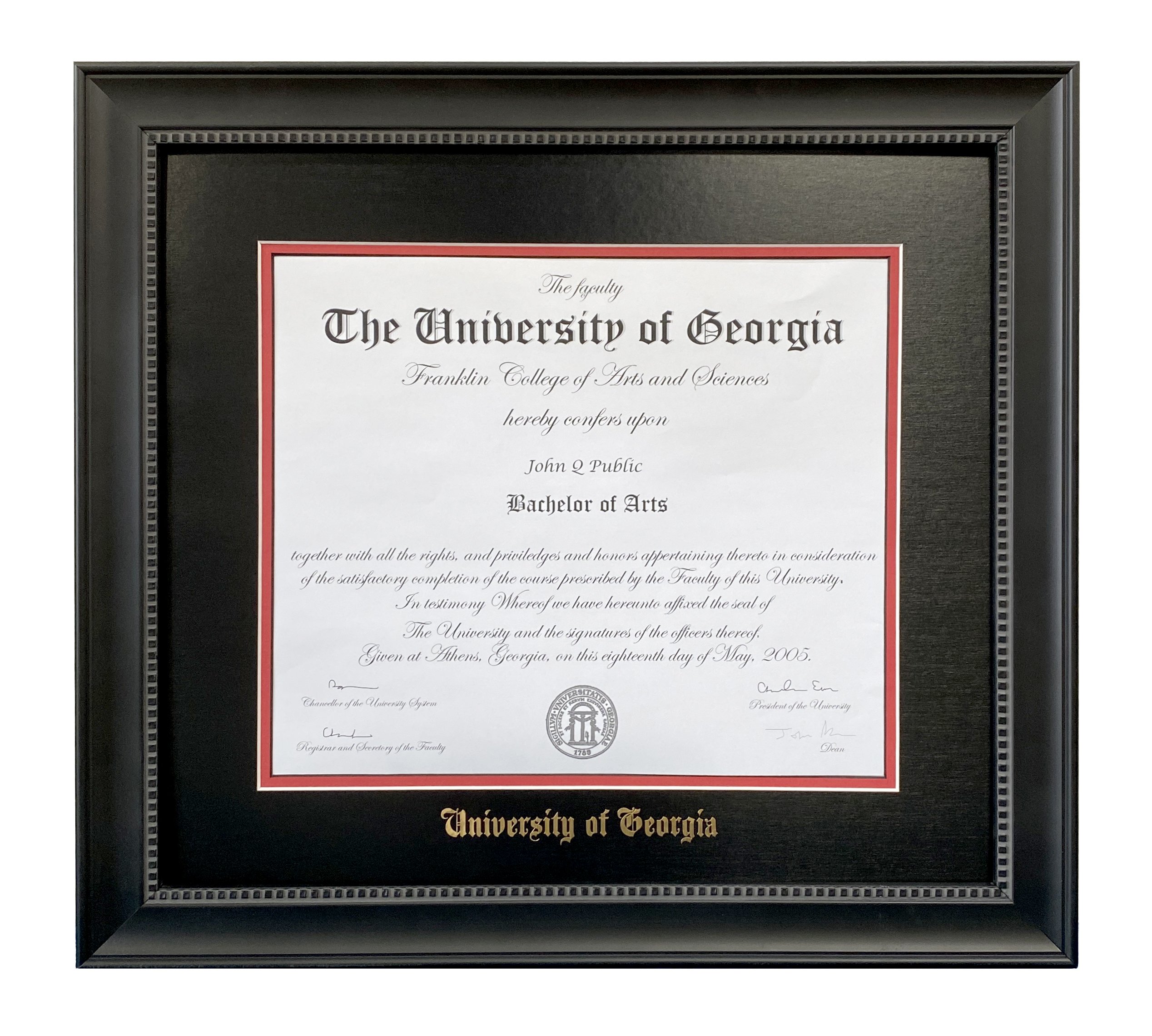 Athens Art and Frame Embossed UGA Diploma Frame (Black w/ Beading ...