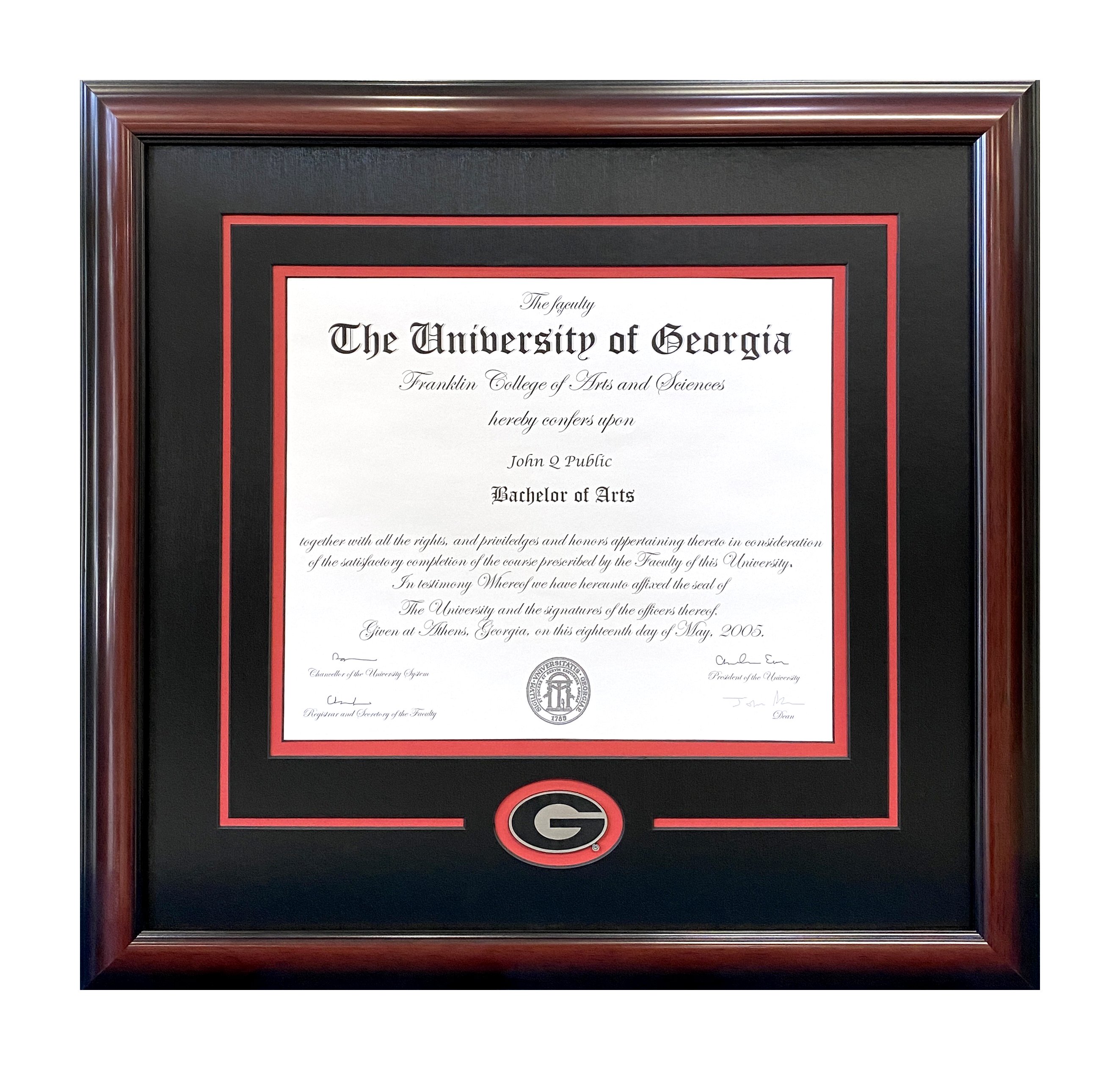 Athens Art and Frame UGA Diploma Frame with Georgia G (Mahogany ...