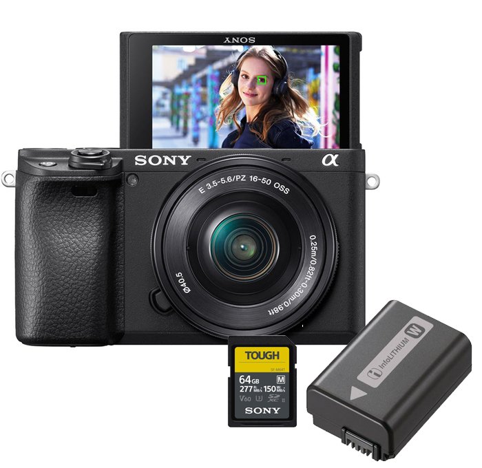 Sony A6400 /w PZ 16-50mm OSS Lens, Extra NP-FW50 Battery and SFM64T/T1 ...