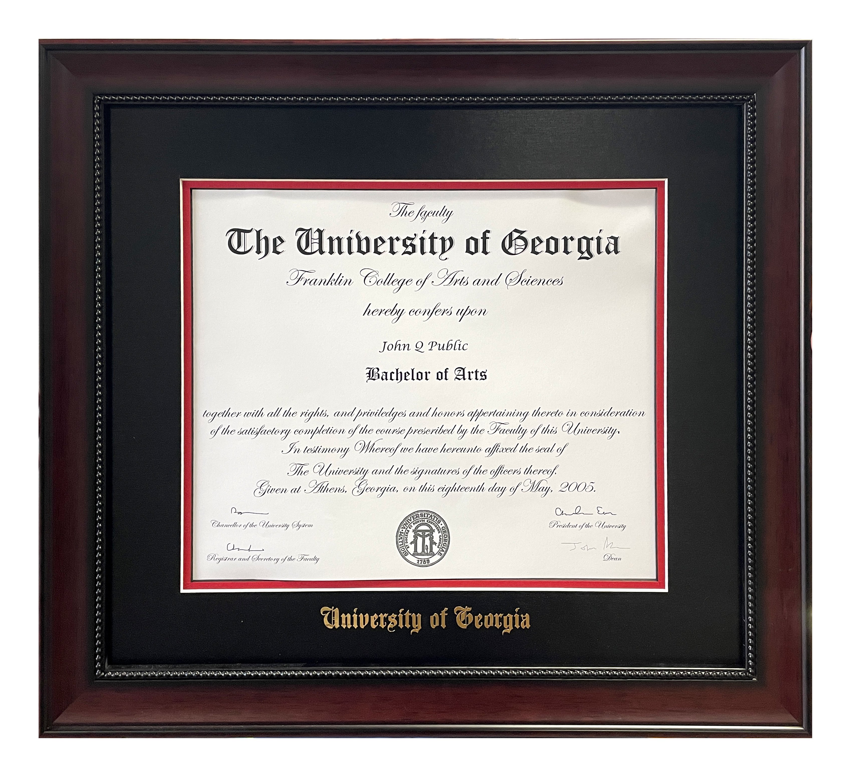 Athens Art and Frame Emblem UGA Diploma Frame (Mahogany w/ Beading ...